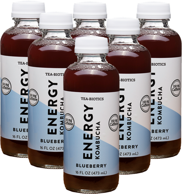 Energy Blueberry Kombucha - 150mg of Caffeine | TEA-BIOTICS KOMBUCHA