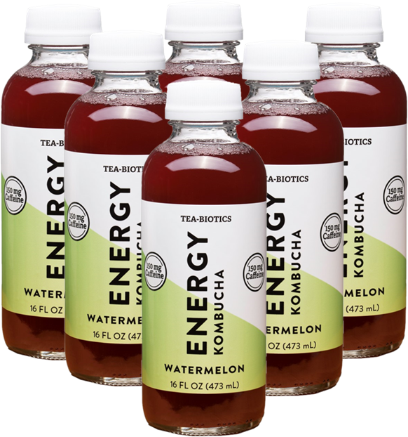 Energy Watermelon Kombucha - 150mg of Caffeine | TEA-BIOTICS KOMBUCHA