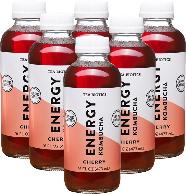 Energy Cherry Kombucha - 150mg of Caffeine | TEA-BIOTICS KOMBUCHA